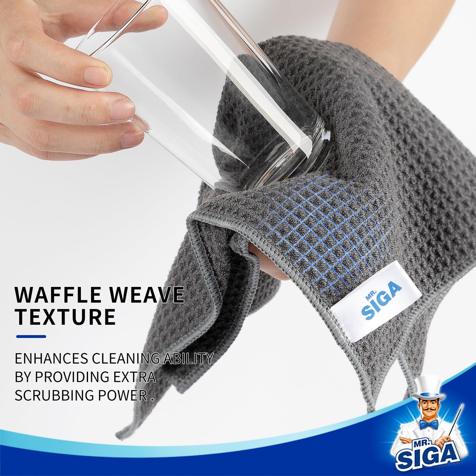 Waffle Pattern Cleaning Cloths, Reusable Absorbent Microfiber Cleaning ...