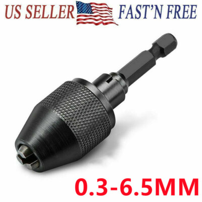 1/4" Keyless Chuck Conversion Hex Shank Drill Adapter Bit Quick Change ...