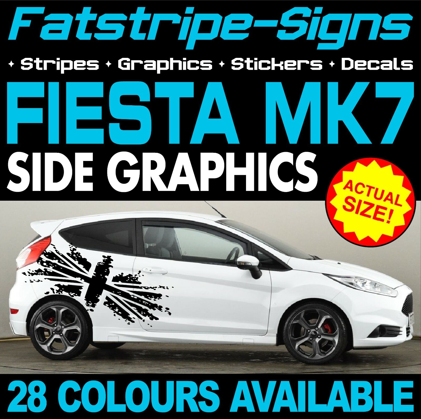 to fit FORD FIESTA MK7 GRAPHICS STRIPES STICKERS DECALS ZETEC ST RS ...
