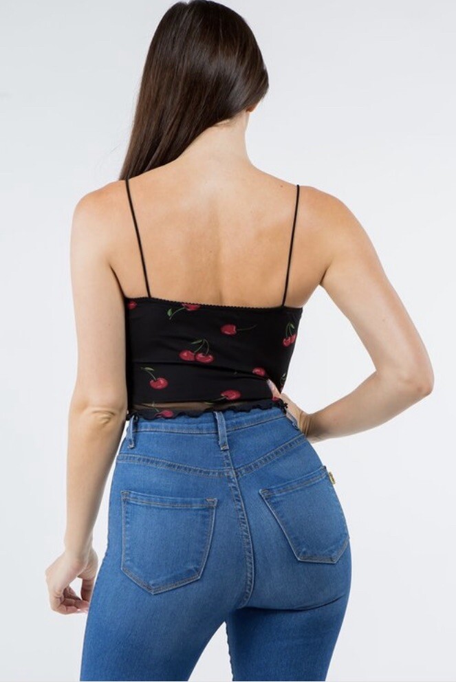 Sexy cherry crop top new Rockabilly mesh rave Vacay party Cropped top ...
