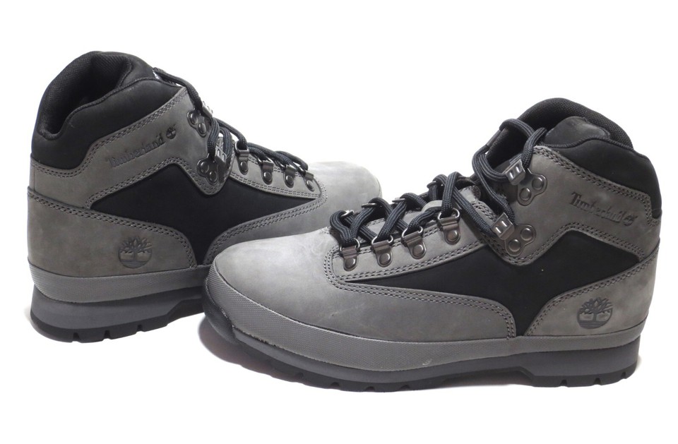 Timberland Men's Euro Hiker Mid Lace Up Gray Black Style A64RD | eBay