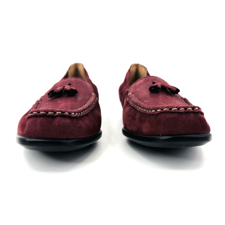 Womens 7.5 N Narrow SAS Hope Slip On Loafers Shoes Burgundy Red Suede ...