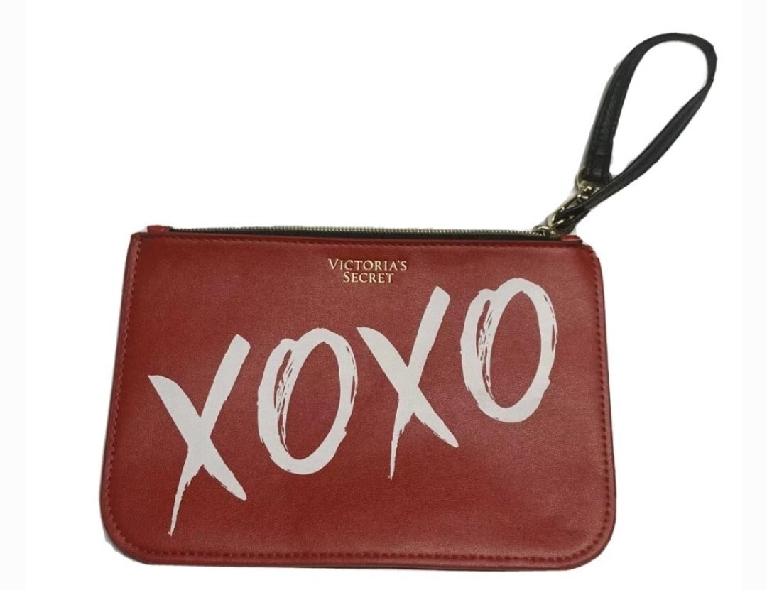 Victorias Secret Wristlet XOXO Coin Change Purse Bag Red Faux Leather ...