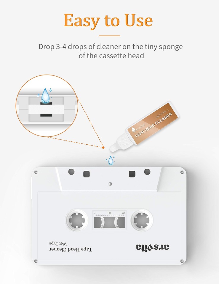 Audio Cassette Head Cleaner, Tape Cleaning Kit for Home/Car Cassette ...