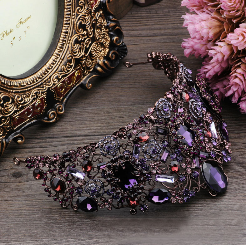 9cm Tall Large Purple Crystal Tiara Wedding Queen Princess Prom Crown ...