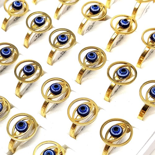 New 30pcs Unique design Stainless Steel Blue Eye Ring Women Charm ...