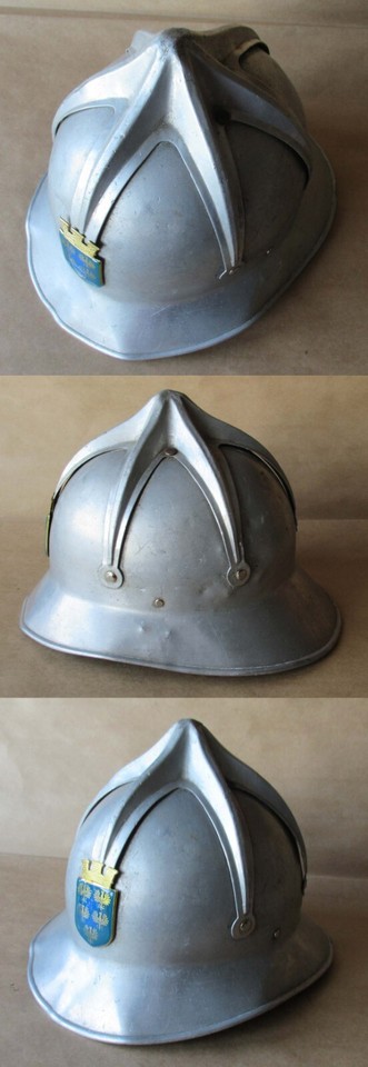 ANTIQUE AUSTRIAN ALUMINIUM FIREMAN HELMET / SPINNENHELM / LOWER AUSTRIA ...