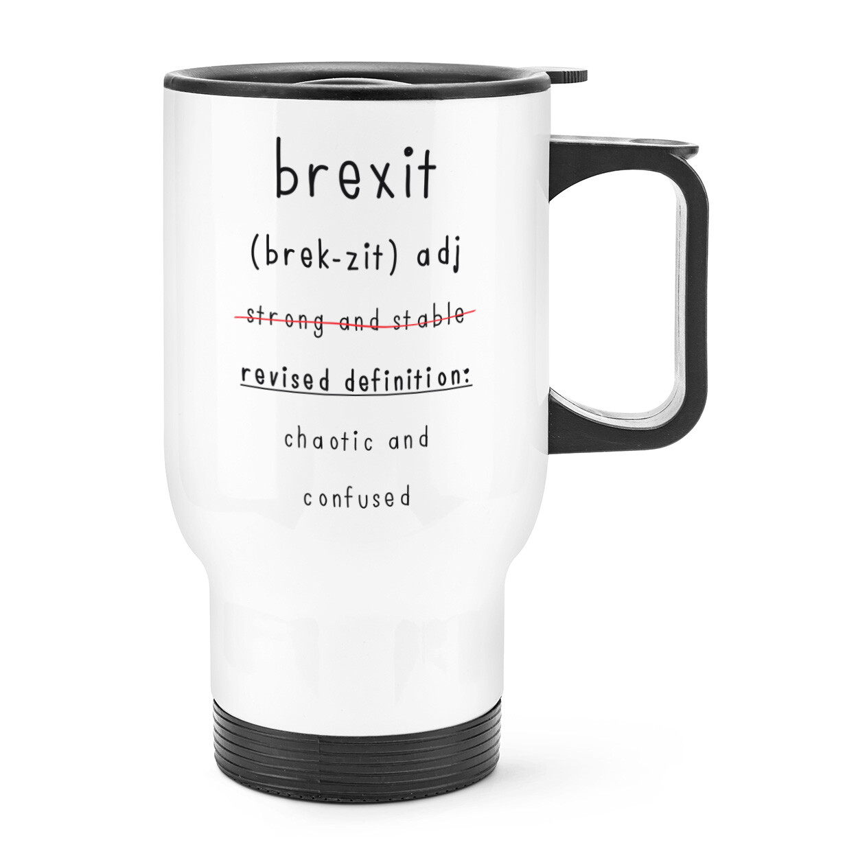 Brexit Strong And Stable Travel Mug Cup With Handle Funny Joke Britain ...