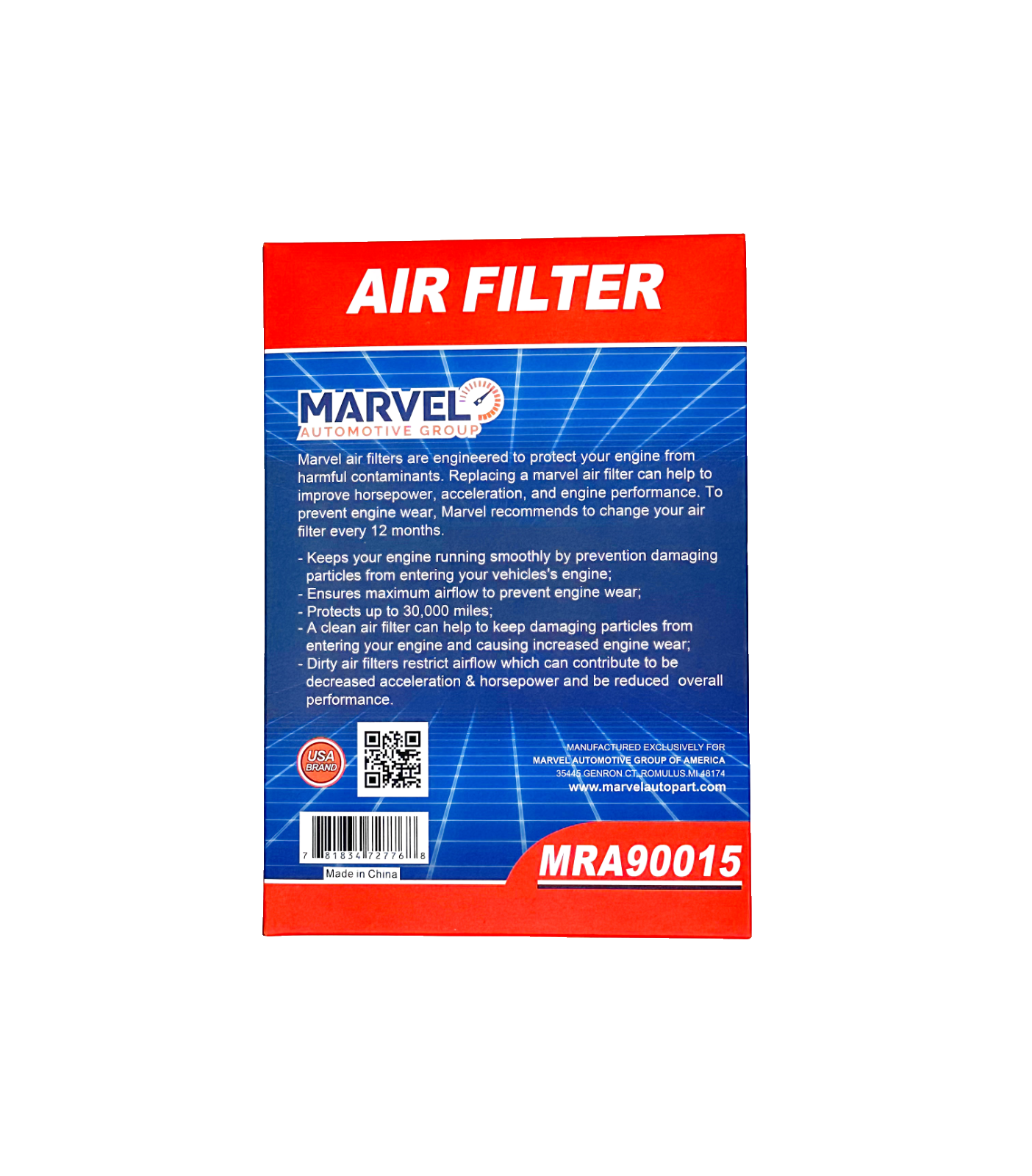 Marvel Engine Air Filter MRA90015 (52022378AA) for Jeep Cherokee 2014 ...