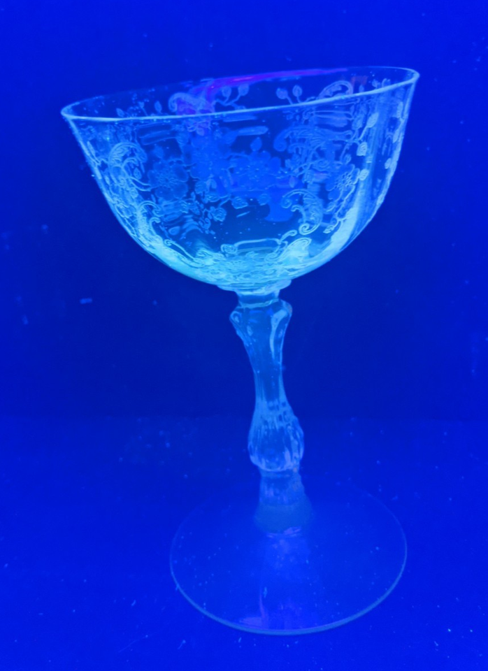 6 Vintage Fostoria Glass Meadow Rose 5 5/8" Etched Glass Tall Champagne ...