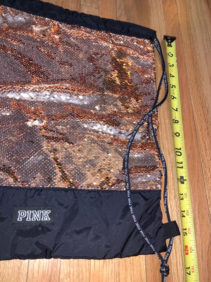 Victoria's Secret Backpack Bling PINK Drawstring Style Rose Gold ...