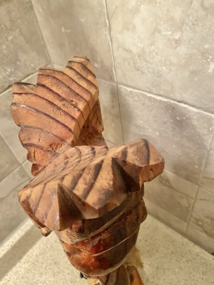 Vintage 18” Carved Wood 🌺 Hawaiian Spirit Deity 🌺 Tiki Tribal Statue ...