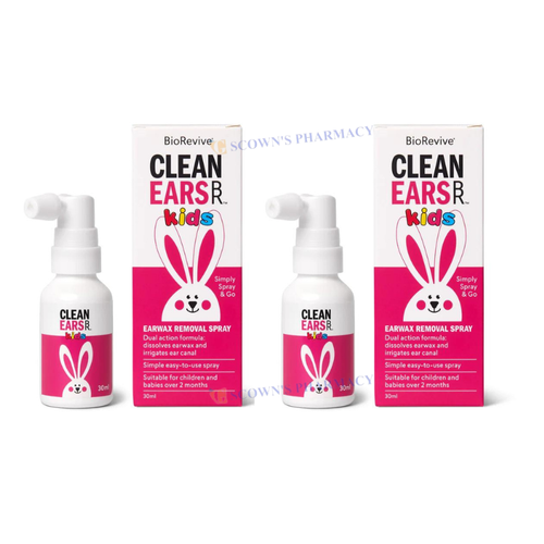 2x Biorevive Clean Ears Kids Earwax Removal Spray Easy Dual Action ...
