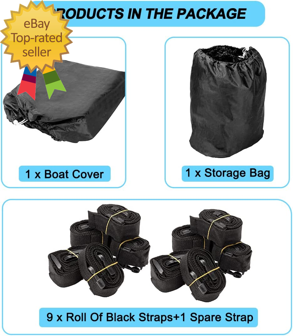 Boat Cover 14-16Ft Trailerable 210D Light Hull Covers Waterproof Marine ...