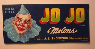 Wholesale Lot of 50 Old Vintage JO JO Melon LABELS - Circus CLOWN ...