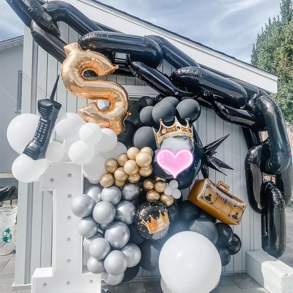 7pcs 16" Gold Chain Link Balloons Birthday Wedding Hip Hop Party ...