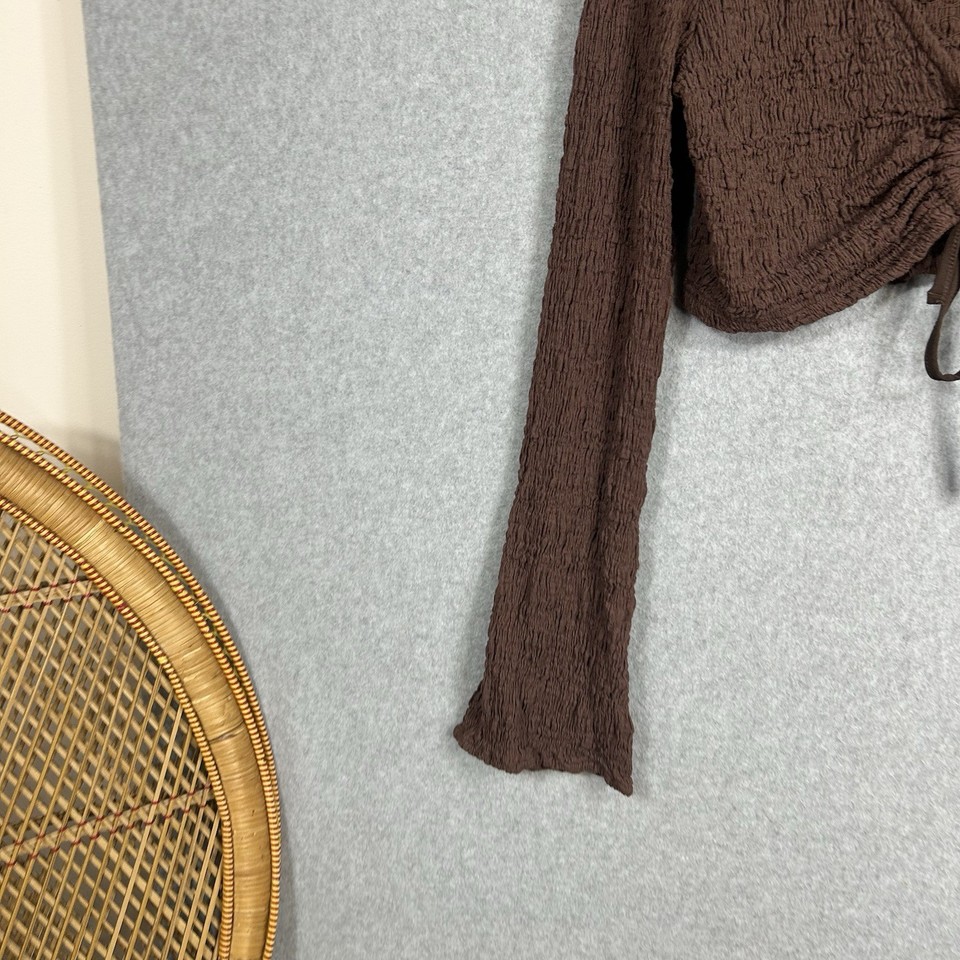 Glassons Long Sleeve Crop Cropped Top Size S Brown Textured | eBay UK