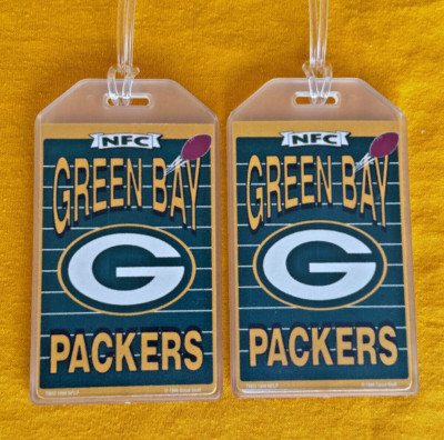 GREEN BAY PACKERS LUGGAGE TAGS 2-TAG SET - VINTAGE GREEN FIELD LOGO ...