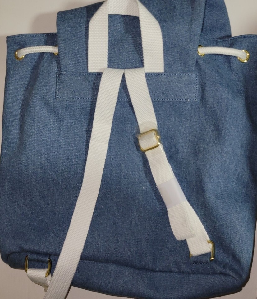 Stoney Clover Lane Denim Flap Backpack NWT SCL Bag Drawstring Camp ...