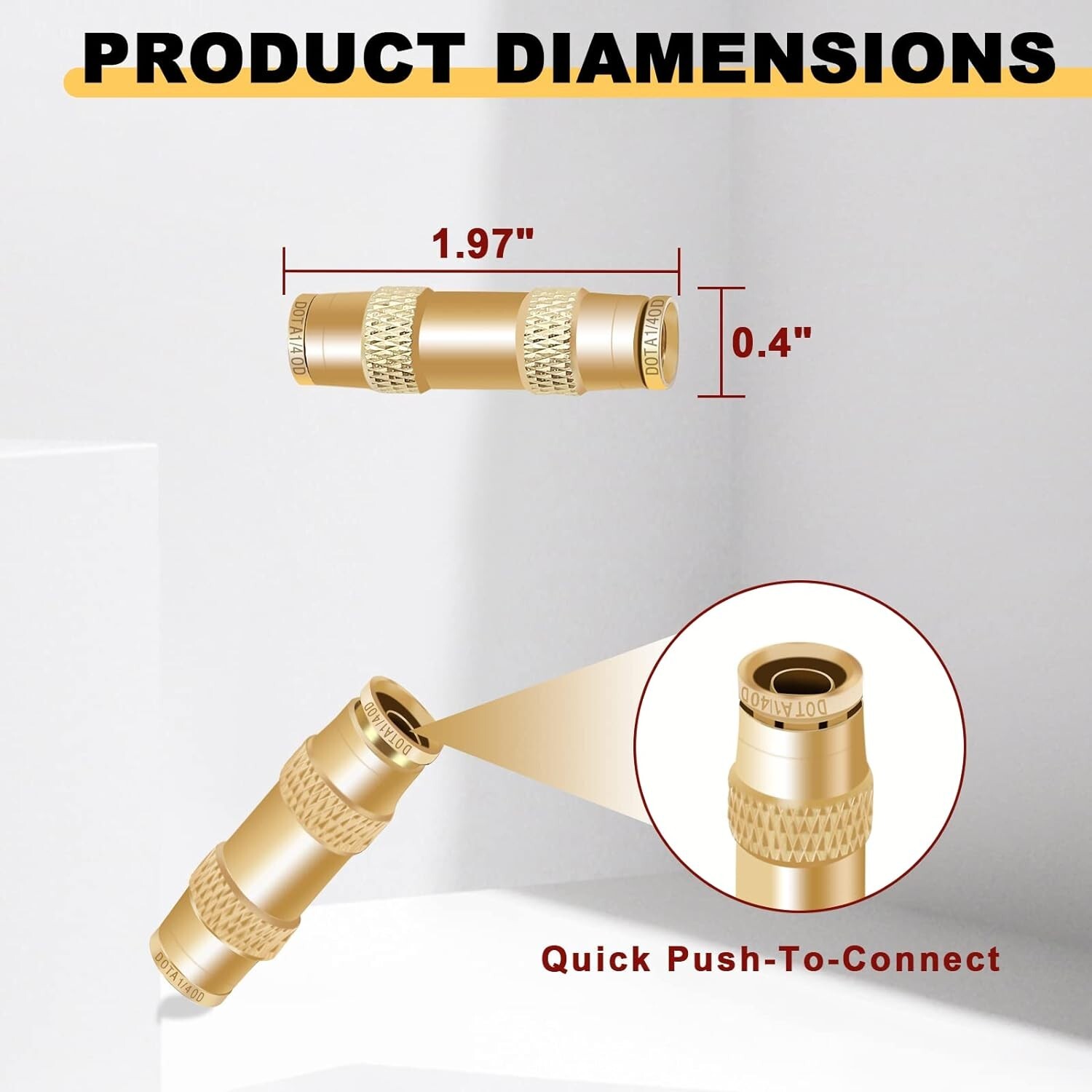 1/4 Air Line Quick Connect Fittings 5PCS DOT Brass Straight Union 1/4 ...