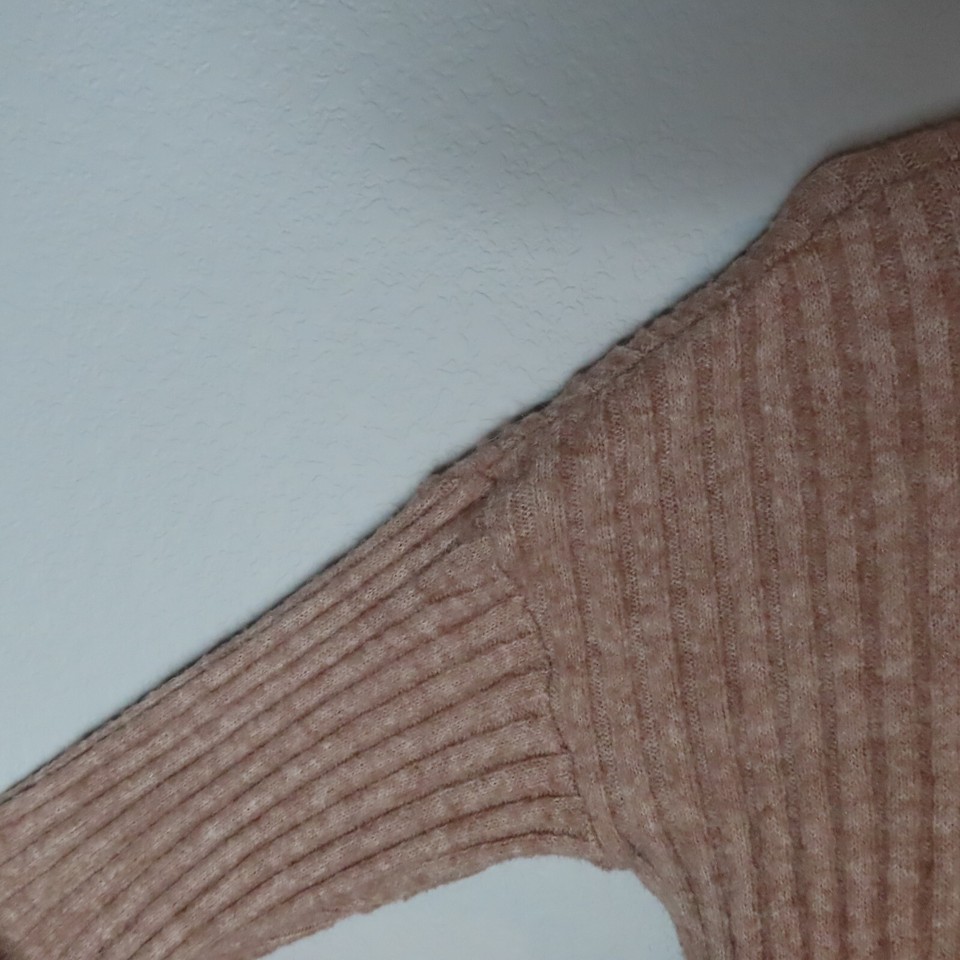 PRIMARK Sweater Womens Medium 6/8 Pink Taupe Beige Mock Neck Ribbed ...