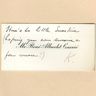 CALLING CARD 1930s MR. RENE ALBRECHT CARRIE WWI AUTHOR George Louis ...