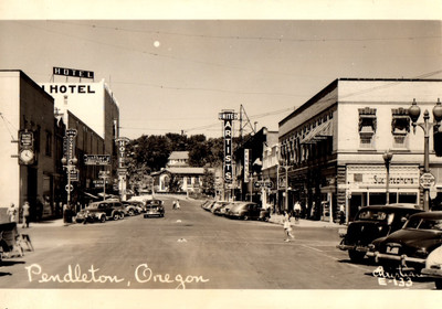 RPPC Main Street View Pendleton Oregon Real Photo Postcard B&W | eBay