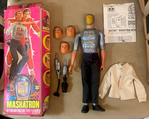 1976 MASKATRON Six Million Dollar Man Enemy Figure W/ Box Instructions ...