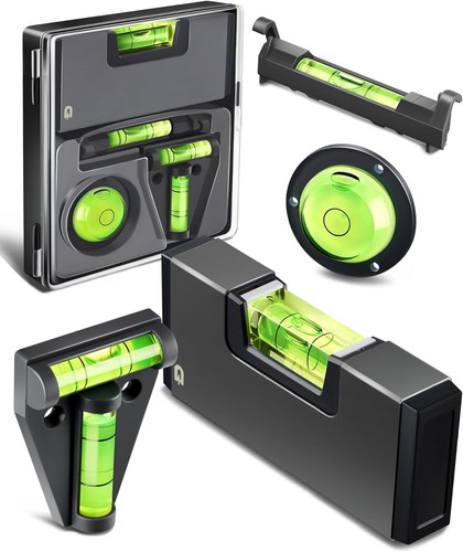 Level Tool Set 4-In-1 Portable Small Bubble Level-Magnetic Pocket Green ...