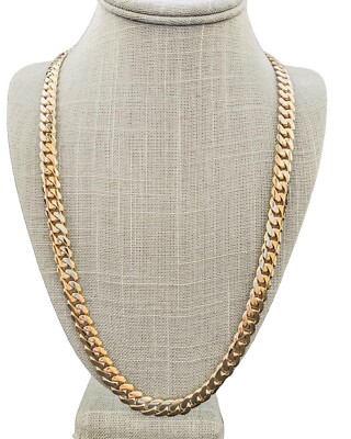 Real 14K Solid Yellow Gold Miami Cuban Curb Link Chain 9mm 26" 124 Gram ...