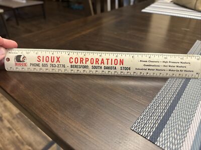 Vintage 12” Sioux Steam Cleaner Corporation Curved Metal Ruler ...