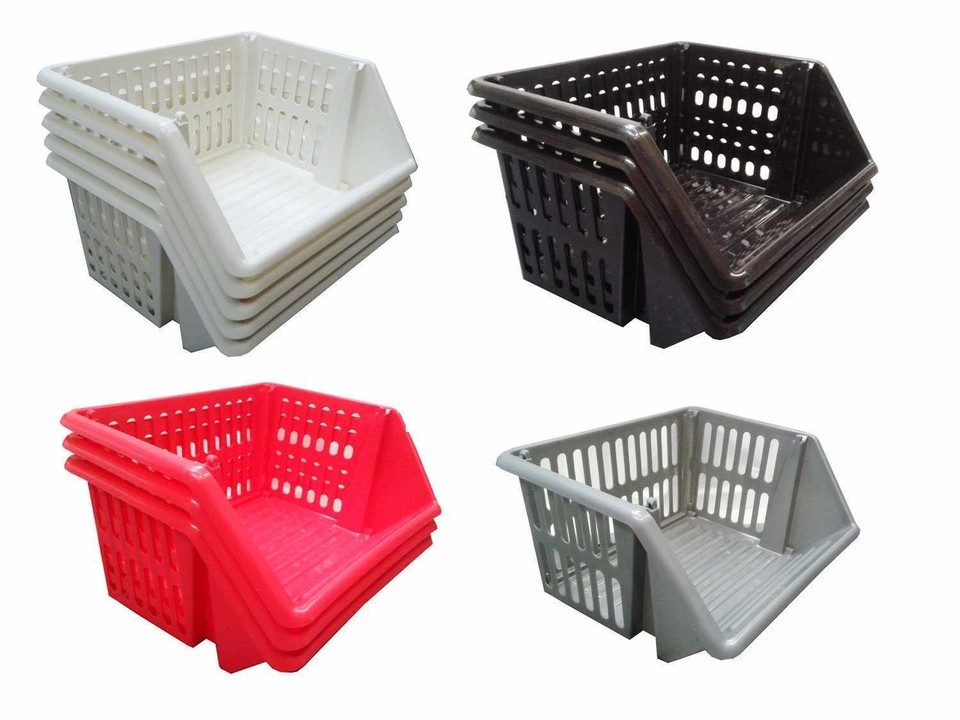 Plastic Stacking Storage Basket Stackers Rack Stand Kitchen Vegetable ...