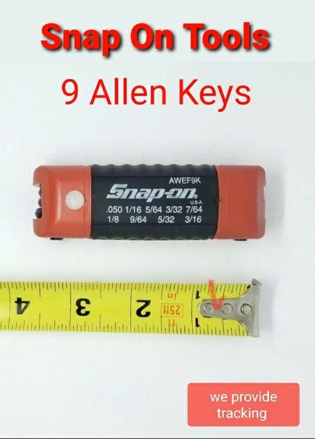 Snap-on AWEF9K Folding Standard Hex Allen Wrench Set Red Plastic Handle ...