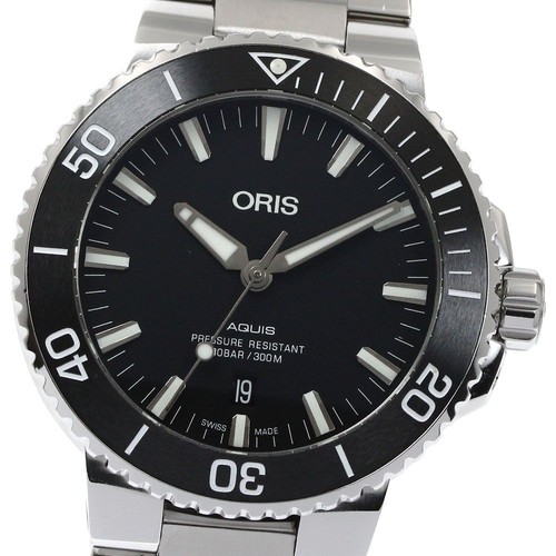 ORIS Aquise Date Automatic Men's Watch Model 7730 Black Dial Box Papers ...