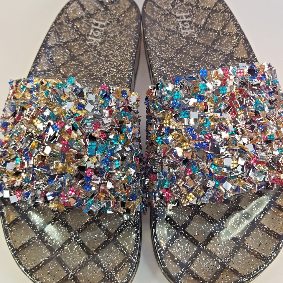 H2K CANDY Multi Color Glitter Beads Fashion Slides Flip Flops Sandals ...