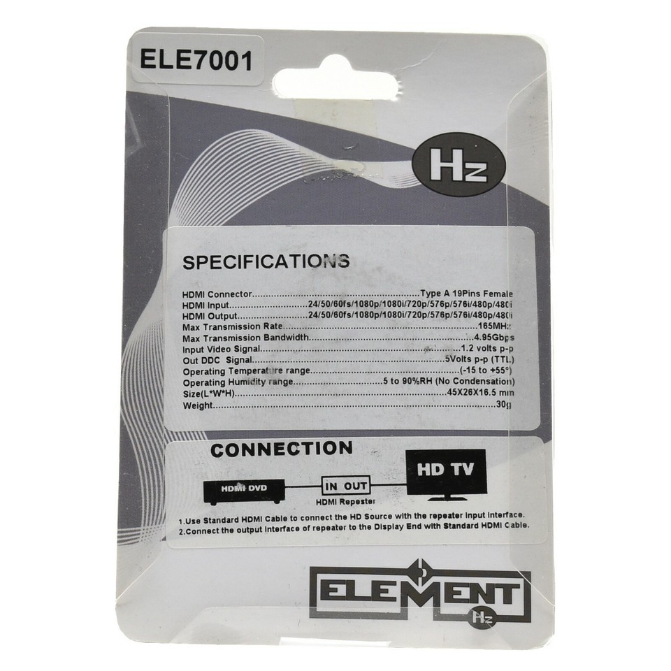 Element Hz ELE7001 HDMI Repeater New In Package | eBay