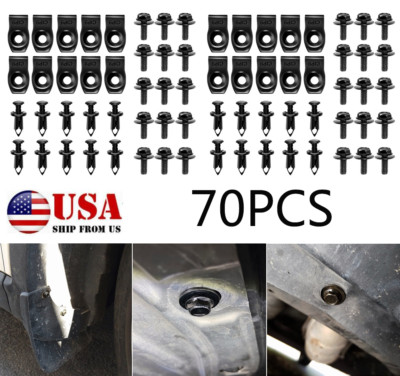 70 Pcs Engine Under Cover Splash Shield Guard Body Bolts Retainer ...