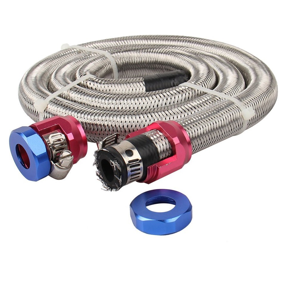 6AN 3/8" Fuel Line Stainless Steel Braided Hose Kit Universal for ...
