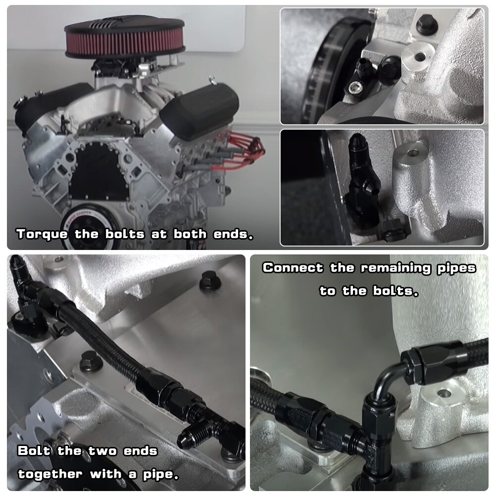 Stainless Steel Complete Coolant Crossover Steam Vent Kit AN4 For LS1 ...