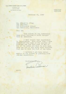 Eustace to Edward F O'Day Cullinan / typed letter signed 1940 #295366 ...