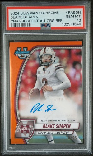 2024 Bowman Chrome Football Blake Sharpen True Orange Auto /25 Miss St ...