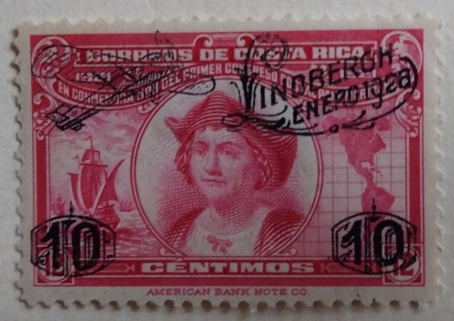 Costa Rica "Charles Lindbergh Overprint" Stamp, 1928, sc#147, Mint, LH ...