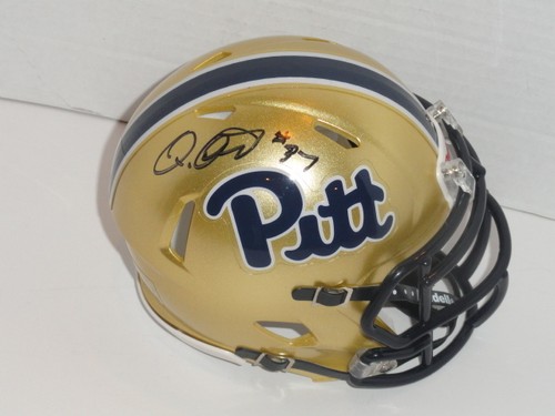 QADREE OLLISON SIGNED PITT PANTHERS NEW SCRIPT MINI HELMET PROOF ...