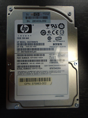 HP Invent 72GB 10K SAS HP; MODEL DG072BB975 Used Server Hard drives. | eBay