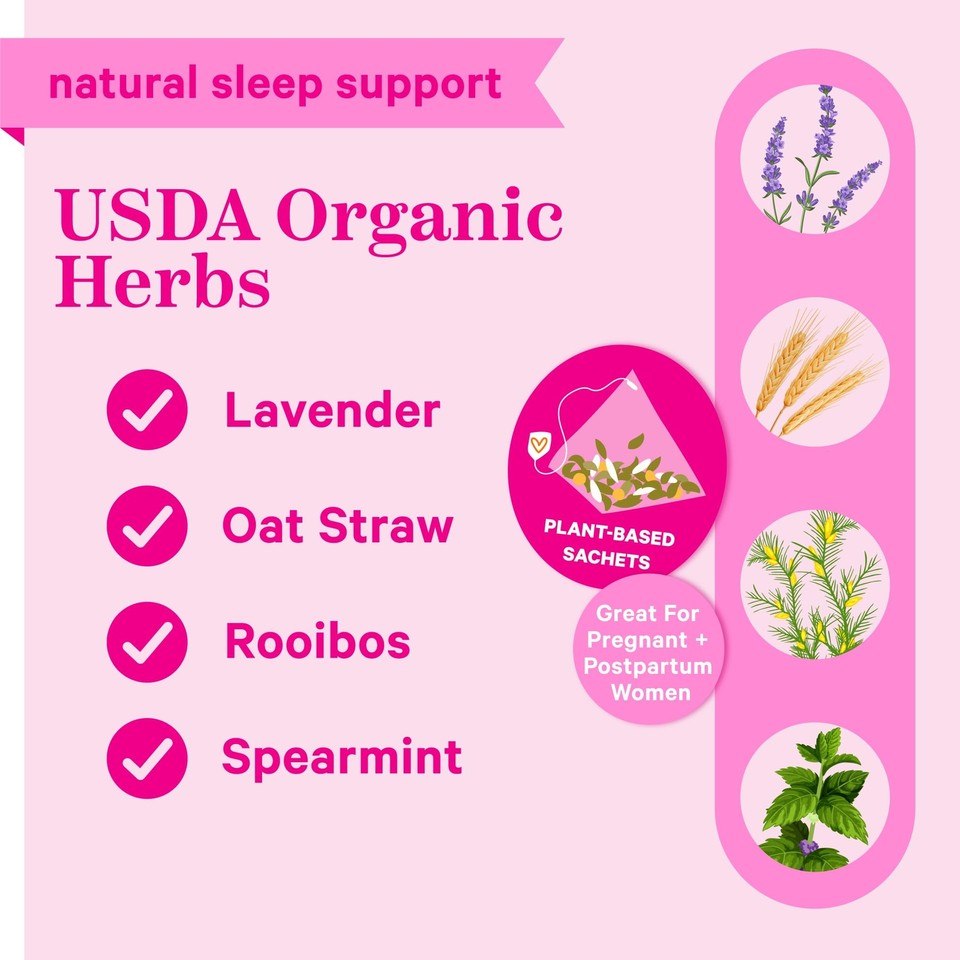 Pink Stork Organic Sleep Tea - Melatonin-Free - Calming Lavender ...