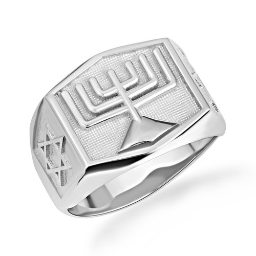 .925 Sterling Silver Jewish Star Of David Menorah Signet Ring | eBay