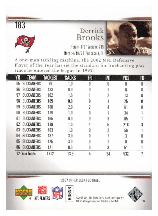 2007 Upper Deck #183 Derrick Brooks | eBay