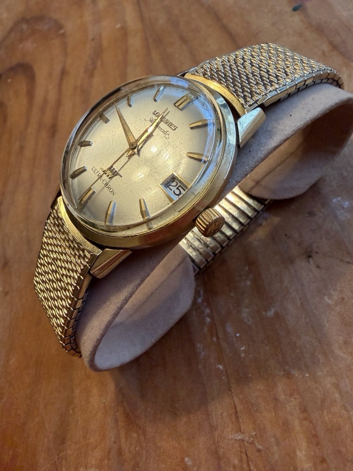 Vintage Longines UltraChron 10k Gold Filled Wind Up Mens Watch Spiedel ...