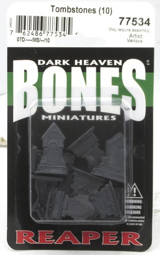 Reaper 77534 Tombstones (10) [Random] (Bones) Cemetery Terrain ...