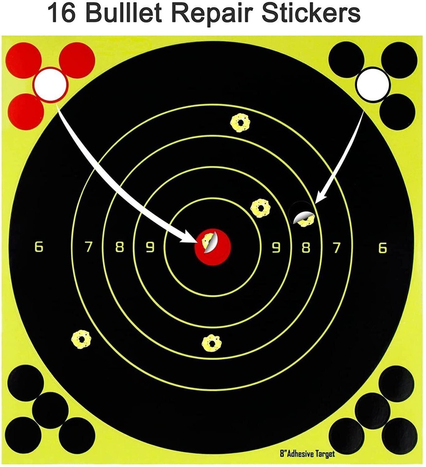 100-Pack 8" Shooting Targets Reactive Sticker Shot Gun Rifle Range ...